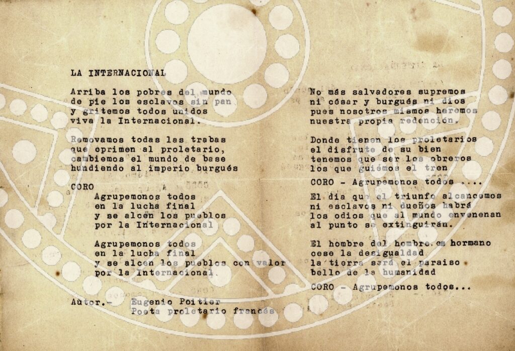 H0099. Letra himno La Internacional – MARTA RODRÍGUEZ